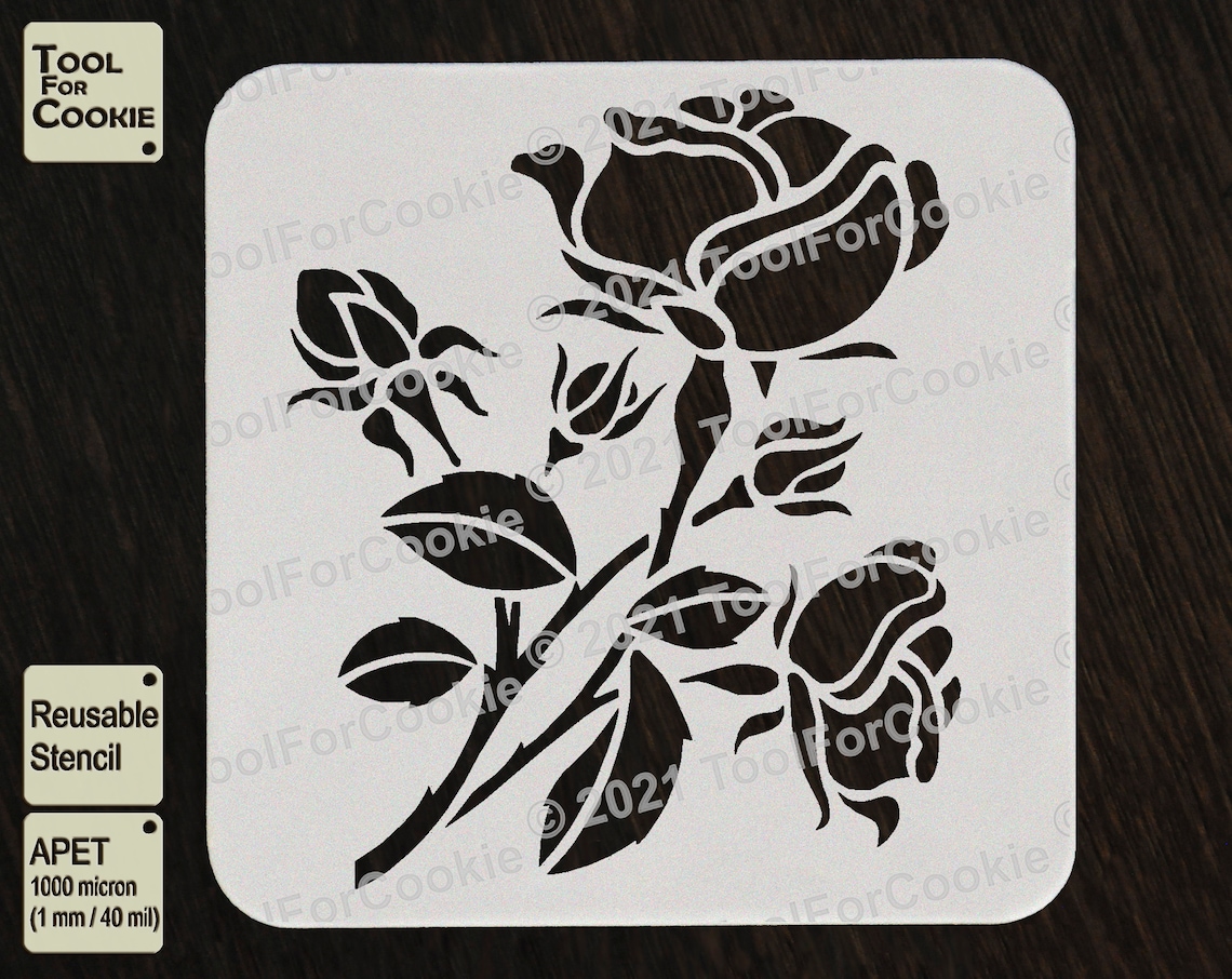 Rose Flower Stencil Rose Floral Pattern Custom Stencil Any | Etsy
