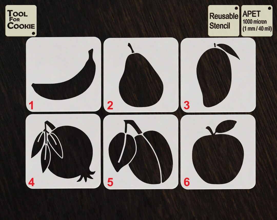Fruits Stencil, Banana Stencil, Pear Stencil, Mango Stencil ...