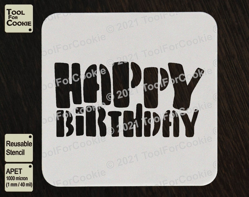 Happy Birthday Stencil | Etsy