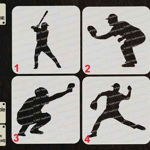 Baseball Stencil Baseball Player Stencil - Etsy