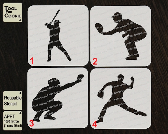 Baseball Stencil Baseball Player Stencil - Etsy