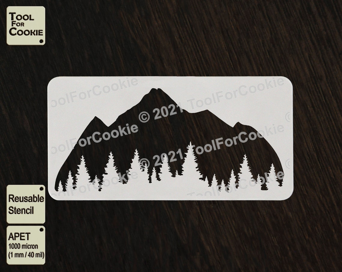 Mountains stencil Tree Stencil Forest Stencil | Etsy