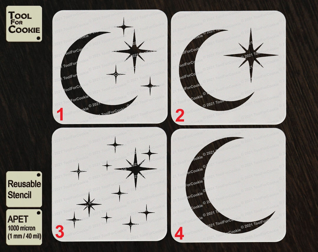 Moon Stencil, Star Burst Stencil, Moon Pattern Stencil - Etsy