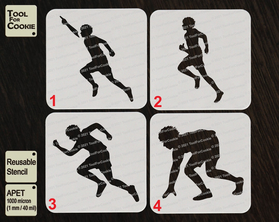 Athletes Stencil, Running Men Stencil - Etsy