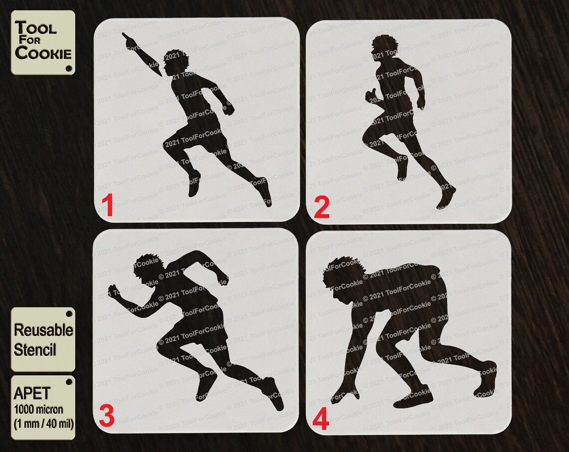 Athletes Stencil Running Men Stencil - Etsy