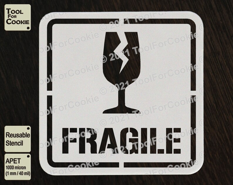 Fragile Stencil, Fragile Symbol, Packaging Stencil, Glass Symbol ...