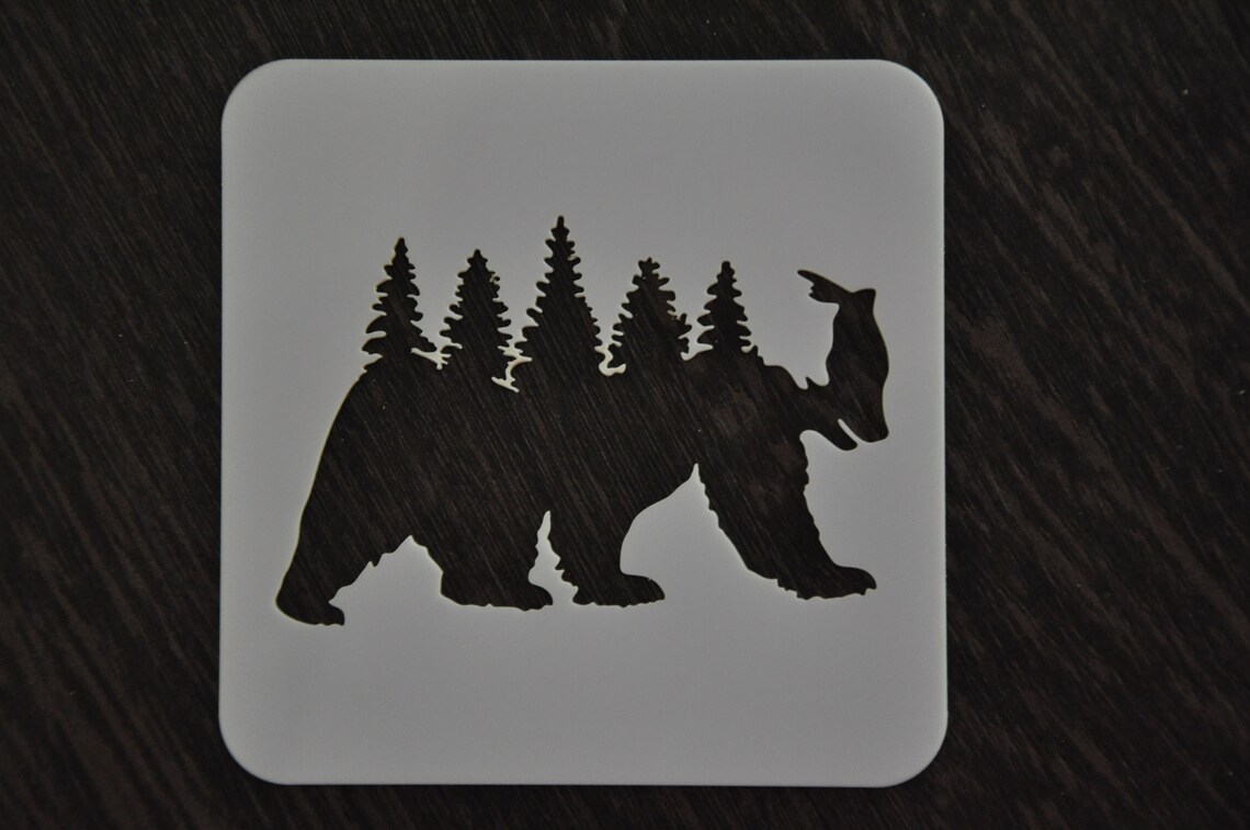 Forest Bear Stencil, Bear Stencil, Custom Stencil, Any Font, Any Design ...