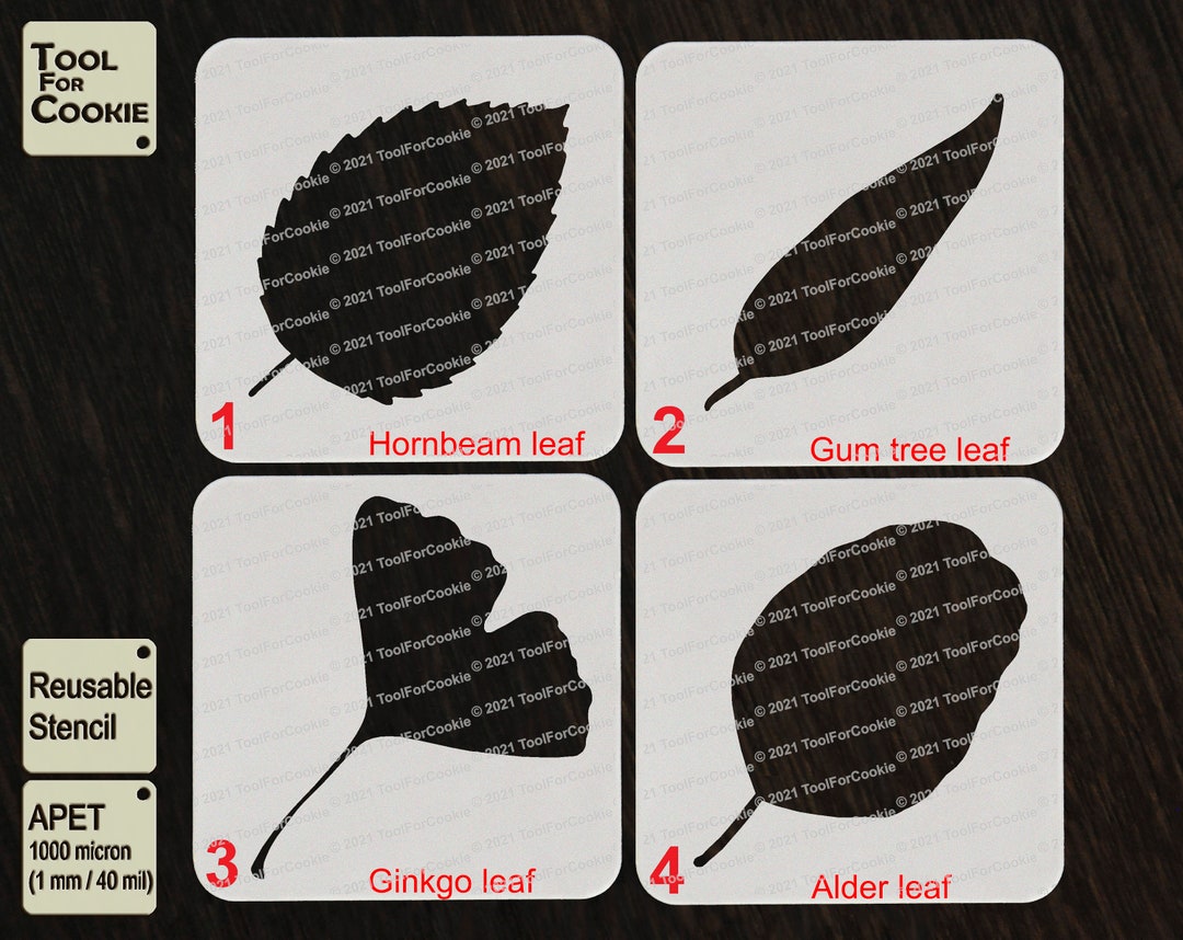 Hornbeam Leaf Stencil, Gum Tree Leaf Stencil, Ginkgo Leaf Stencil ...