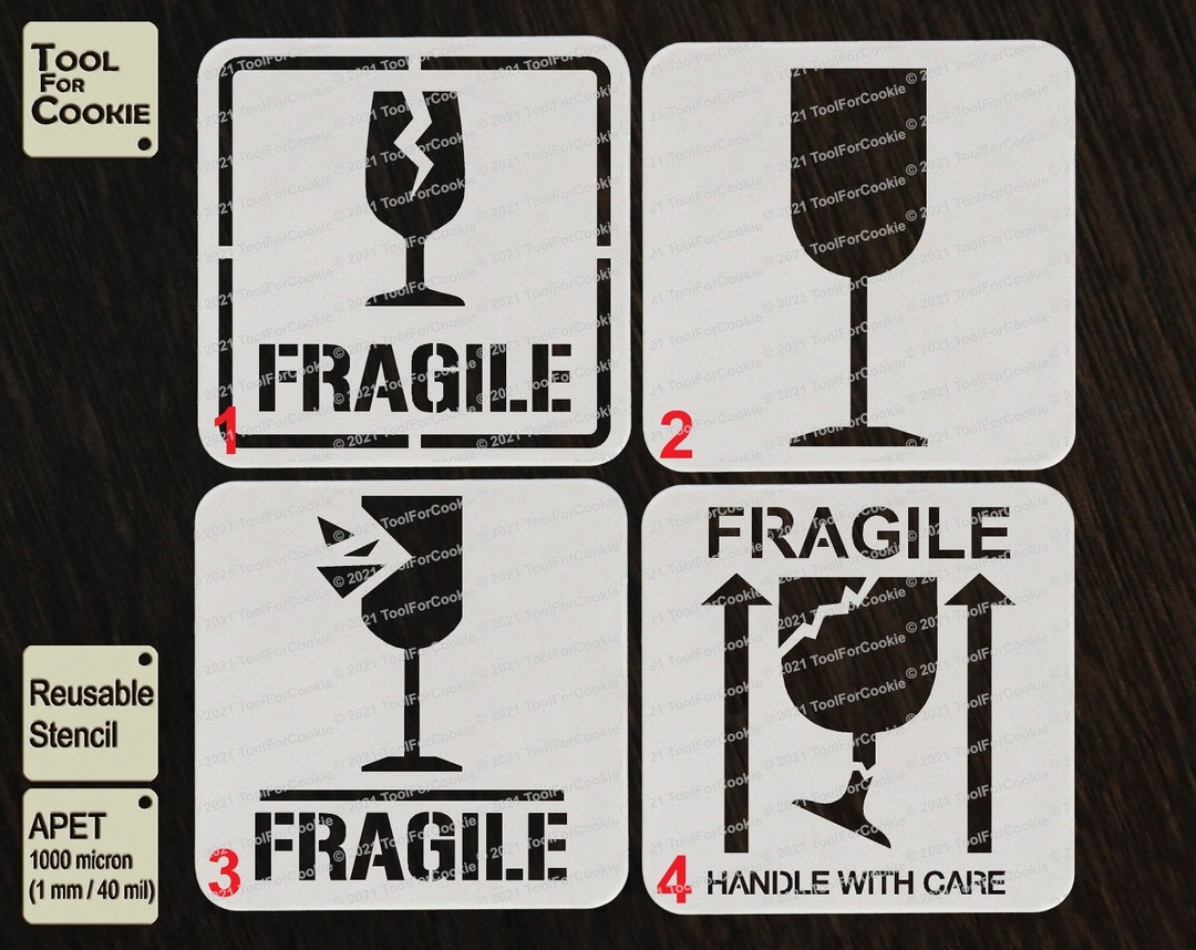 Fragile Stencil, Fragile Symbol, Packaging Stencil, Glass Symbol ...