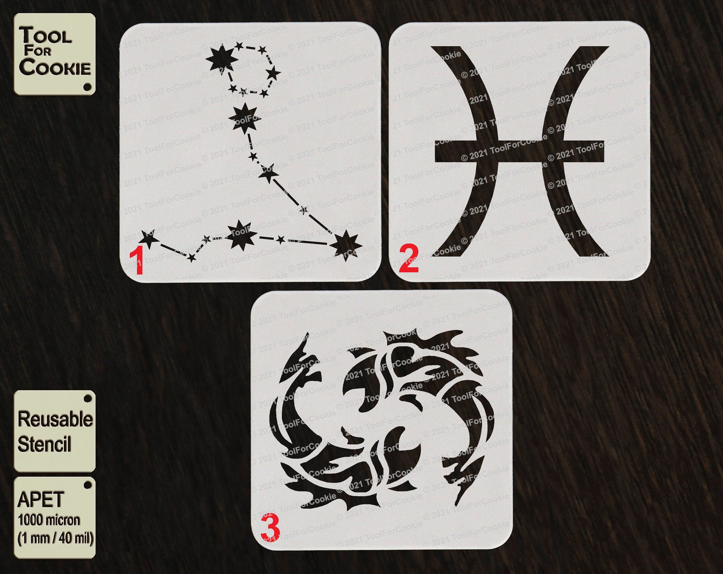 Pisces Zodiac Stencil Astrology Signs Zodiac Sign Bundle | Etsy