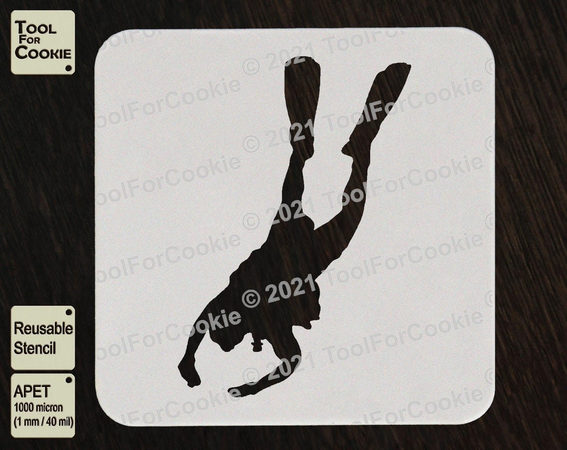 Diver Stencil Diving Stencil - Etsy
