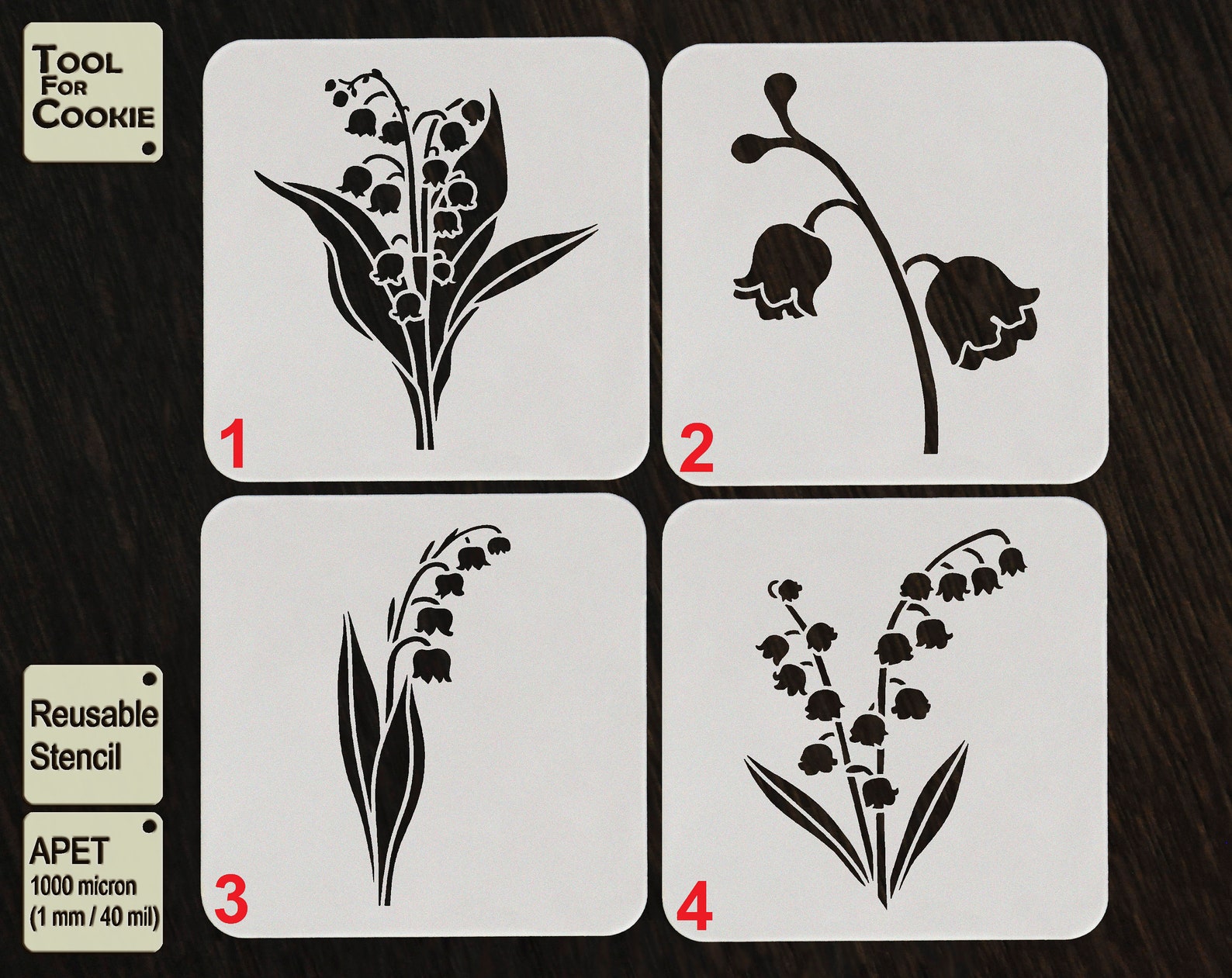 Lily of the Valley Stencil, Floral Pattern, Flower Stencil, May-lily ...