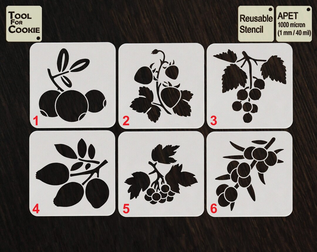 Berries Stencil, Sea Buckthorn Stencil, Viburnum Stencil, Currant ...