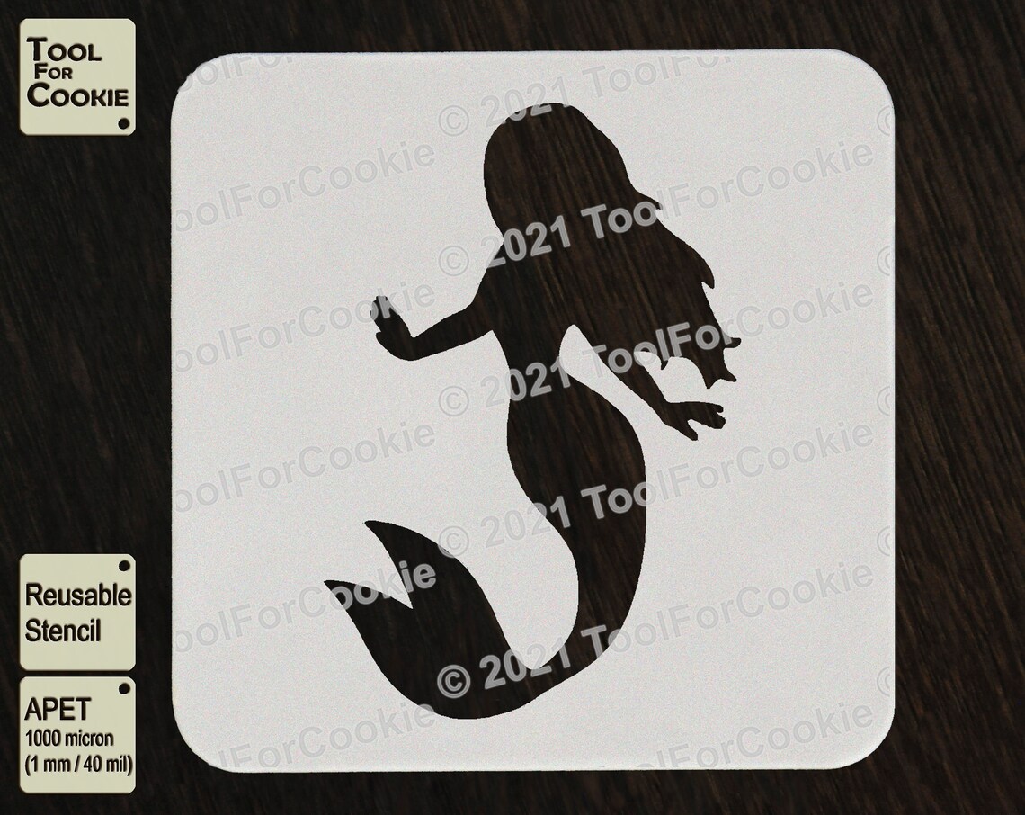 Mermaid Stencil Mermaid Template | Etsy