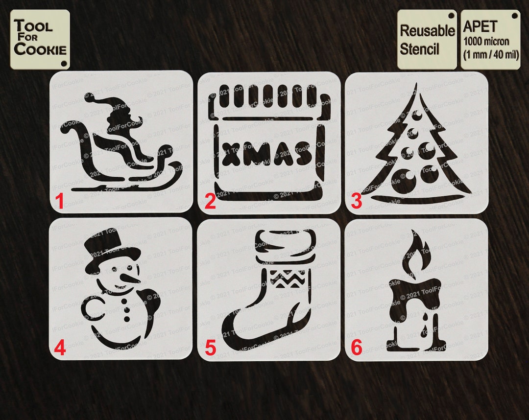 Christmas Symbols Stencil, Christmas Candle Stencil, Christmas Tree ...