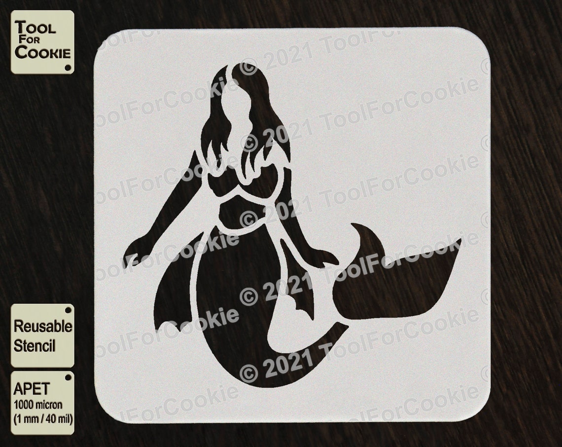 Mermaid Stencil Mermaid Template - Etsy