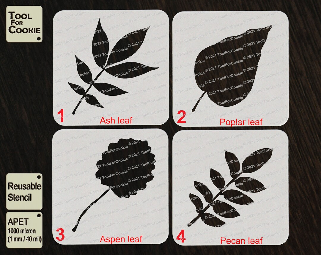 Ash Leaf Stencil, Poplar Leaf Stencil, Aspen Leaf Stencil, Pecan Leaf ...