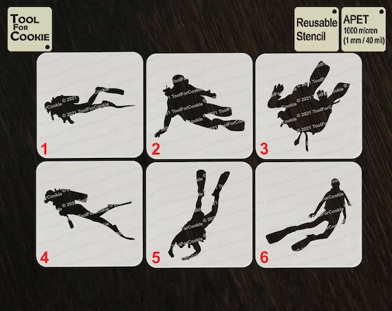 Diver Stencil Diving Stencil | Etsy