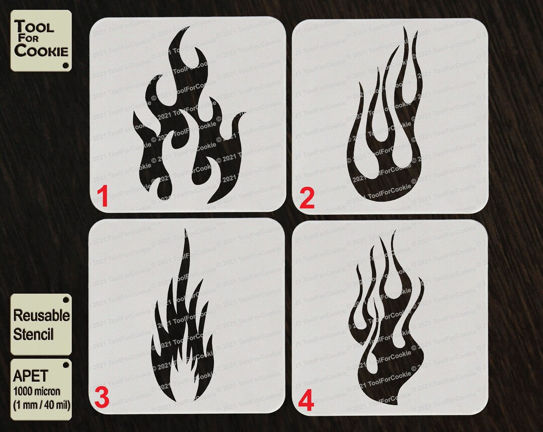 Flame Stencil, Custom Stencil, Any Font, Any Design, Any Size, Stencils ...