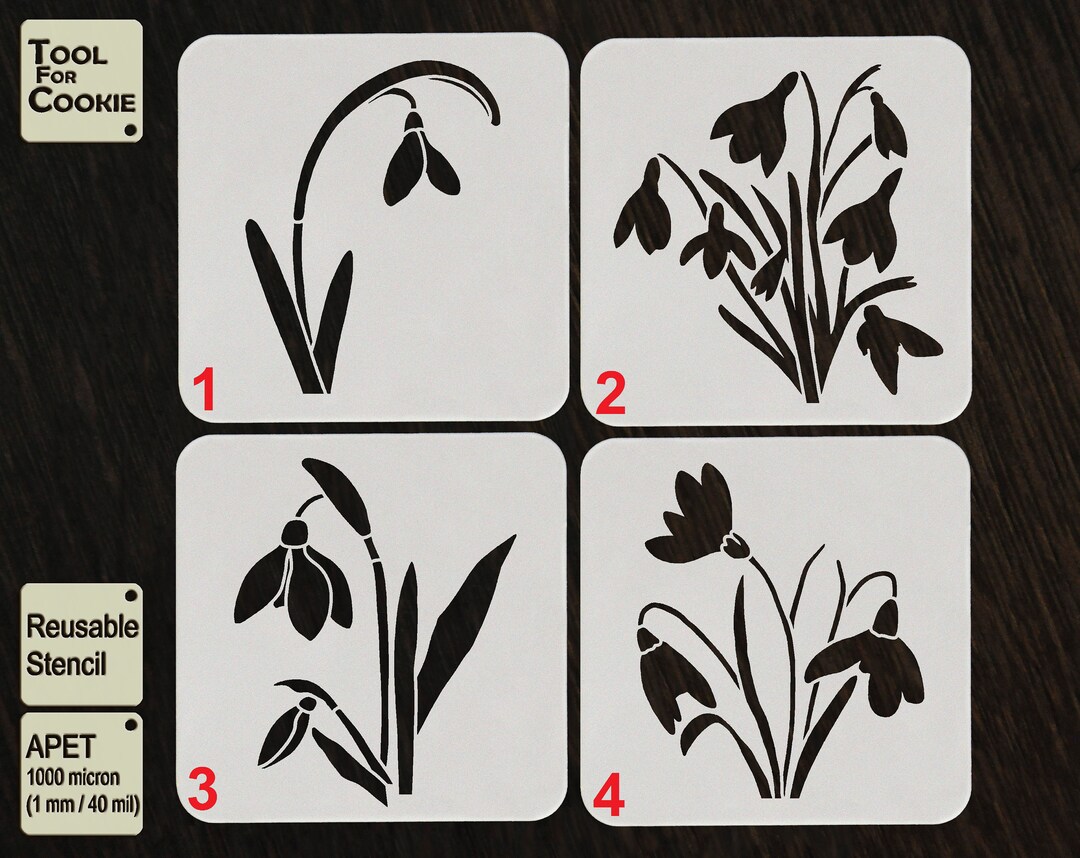 Snowdrop Flower Stencil, Floral Stencil, Floral Pattern, Flower Stencil ...