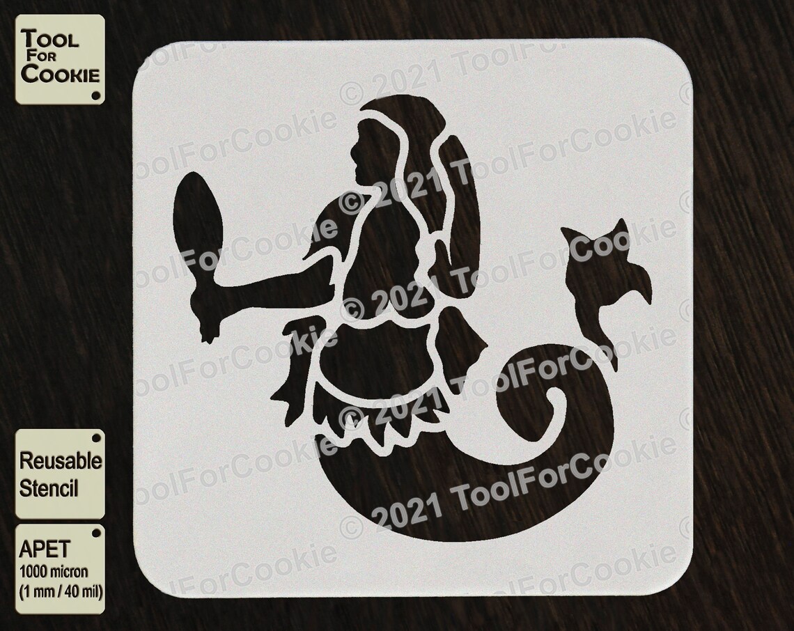 Mermaid Stencil Mermaid Template - Etsy