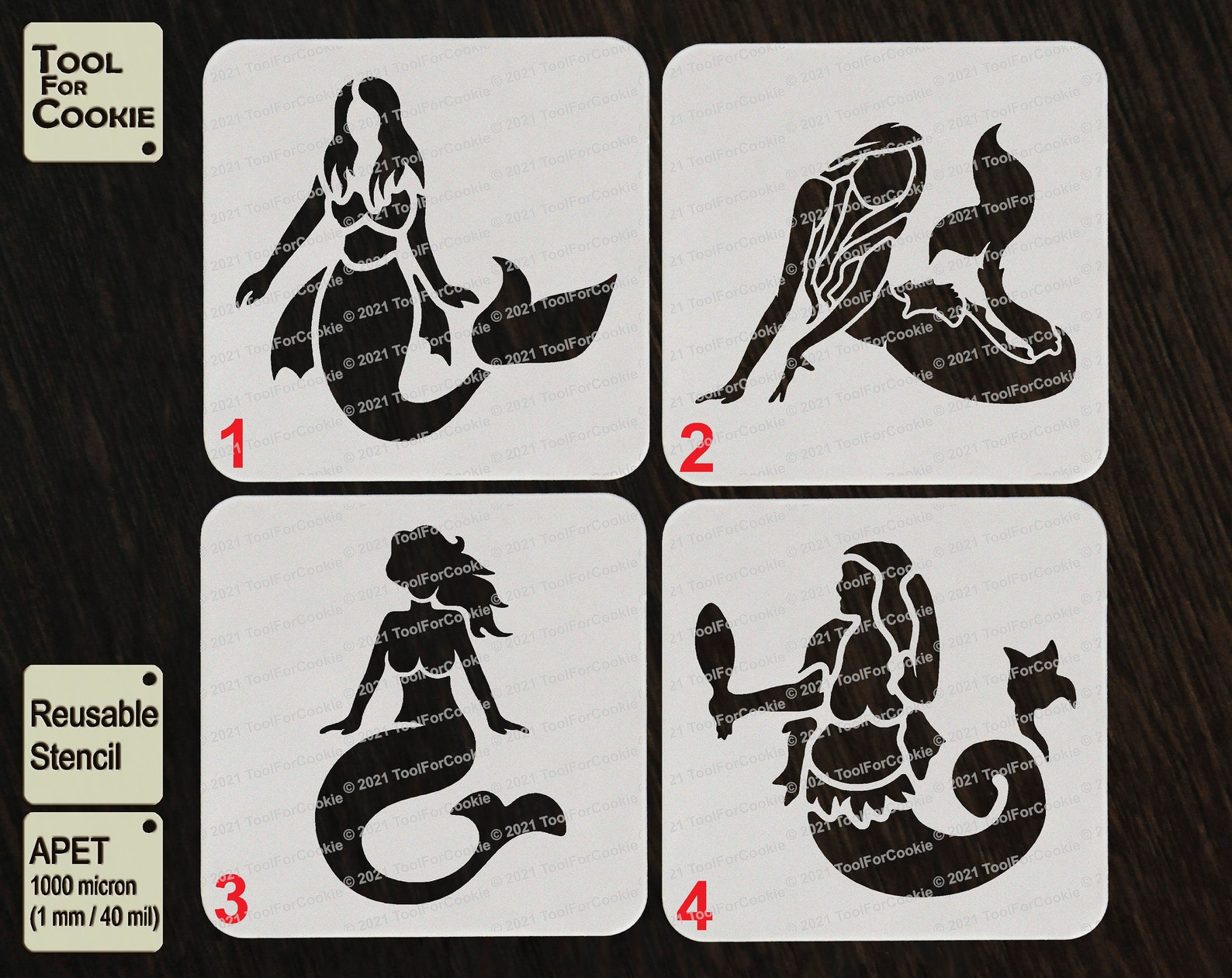 Mermaid Stencil Mermaid Template - Etsy