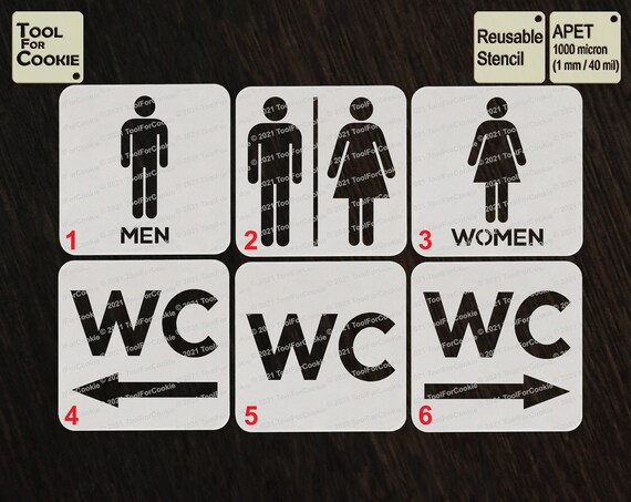 Restroom Stencil WC Icon Stencil Toilet Sign Stencil - Etsy
