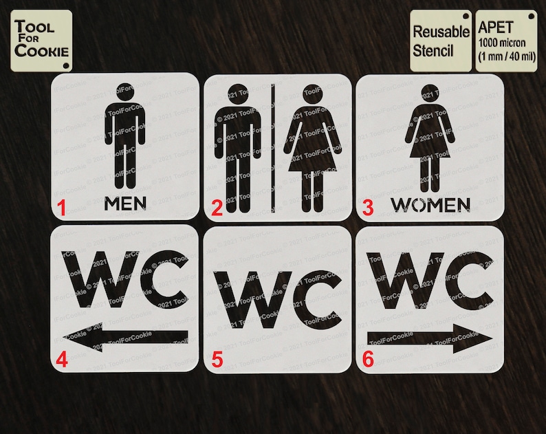 Restroom Stencil WC Icon Stencil Toilet Sign Stencil - Etsy