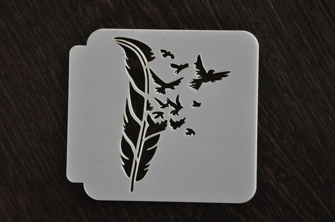 Birds of a Feather Stencil Birds Flying From Feather Stencil - Etsy