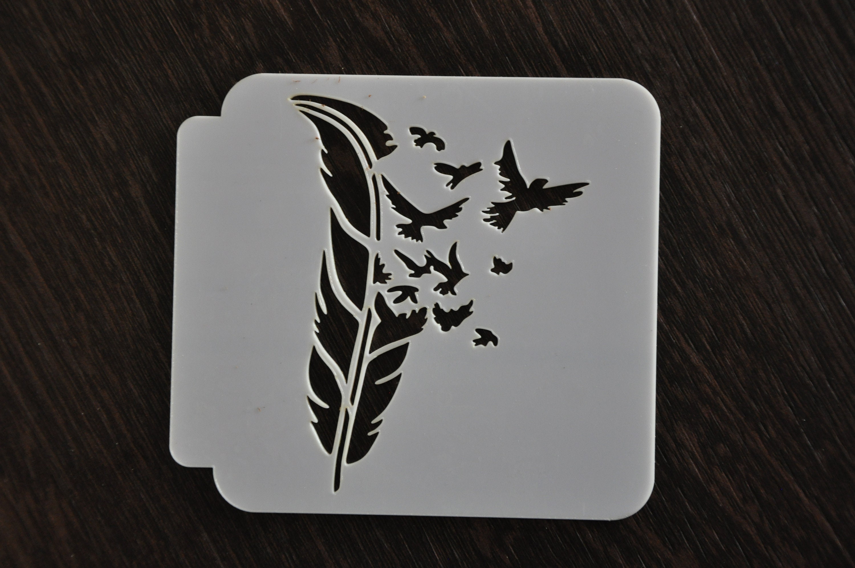 Birds of a Feather Stencil Birds flying from feather stencil | Etsy