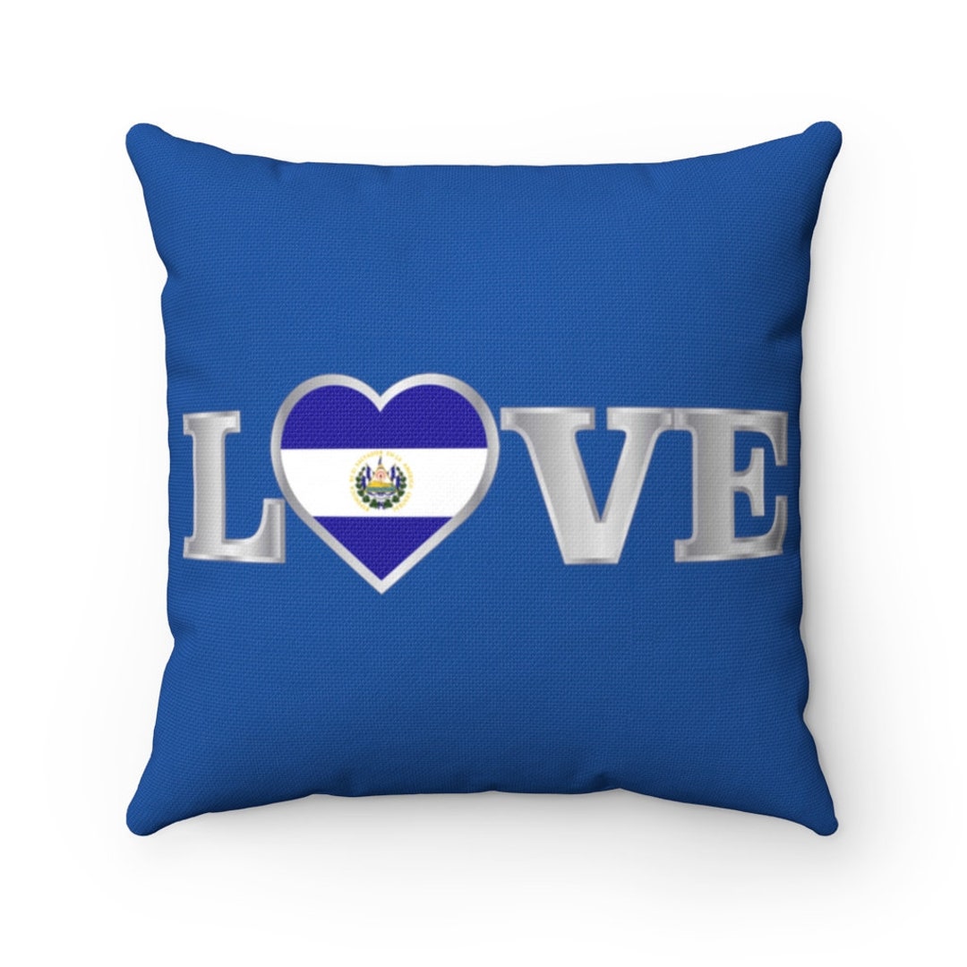 El Salvador Decor| Spun Polyester Square Pillow| Pillow Square Blue| Love El Salvador Cushion ...
