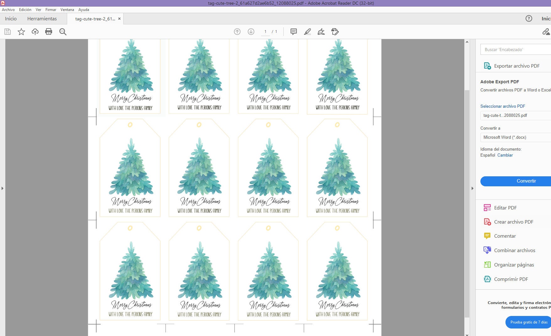 Editable Christmas Tree Gift Tags | Instant Download| Christmas Tag ...