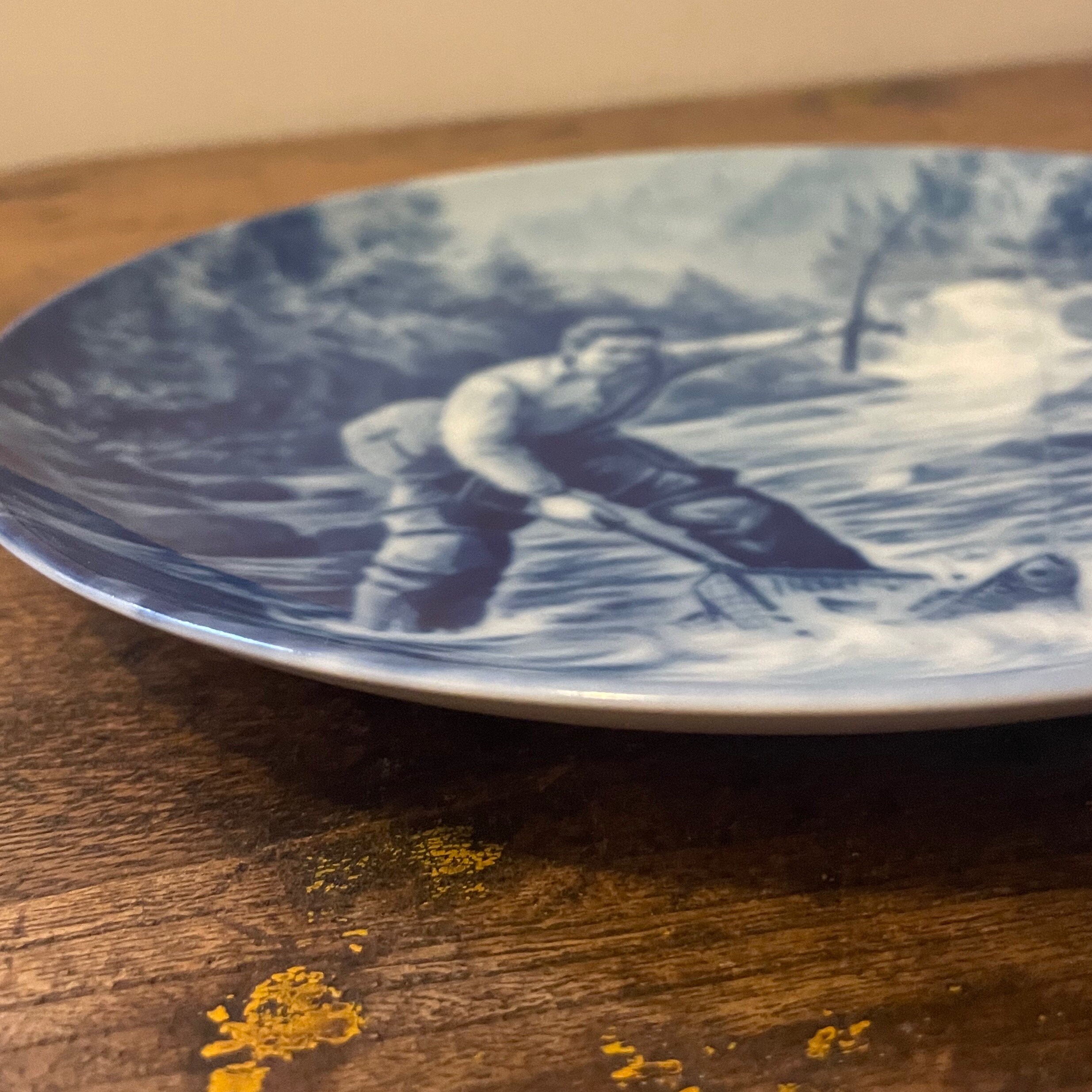 1971 Father's Day Plate Fishing Angler Royale Blue White Collector West ...