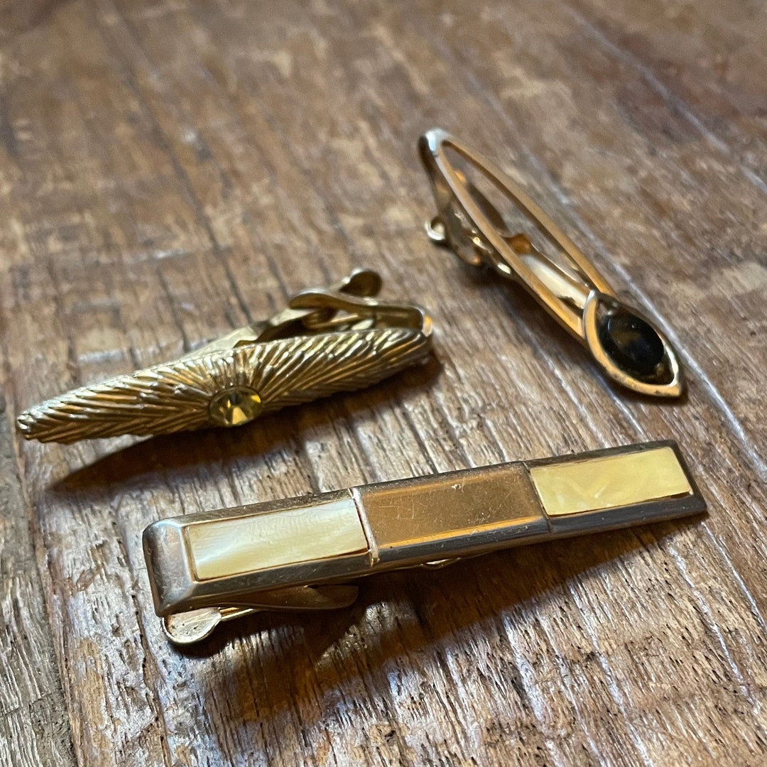 Trio of Vintage SWANK Brand Gold Tone Tie Bar Clips Set of Three - Etsy