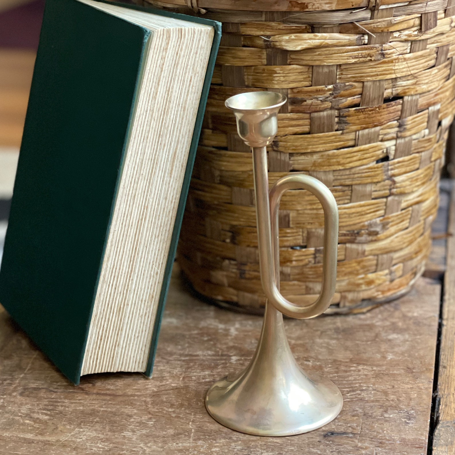 Vintage Silvestri Brass Horn Bugle Shaped Taper Candlestick With ...