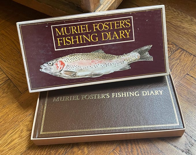 Vintage 1980 Muriel Foster's Fishing Diary Hard Leather Cover Angler ...