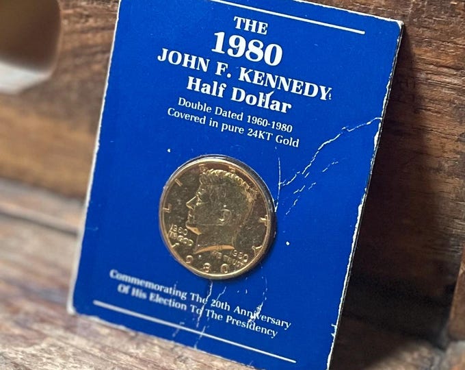 1980 John F. Kennedy Half Dollar Double Dated 1960-1980 24KT Gold ...