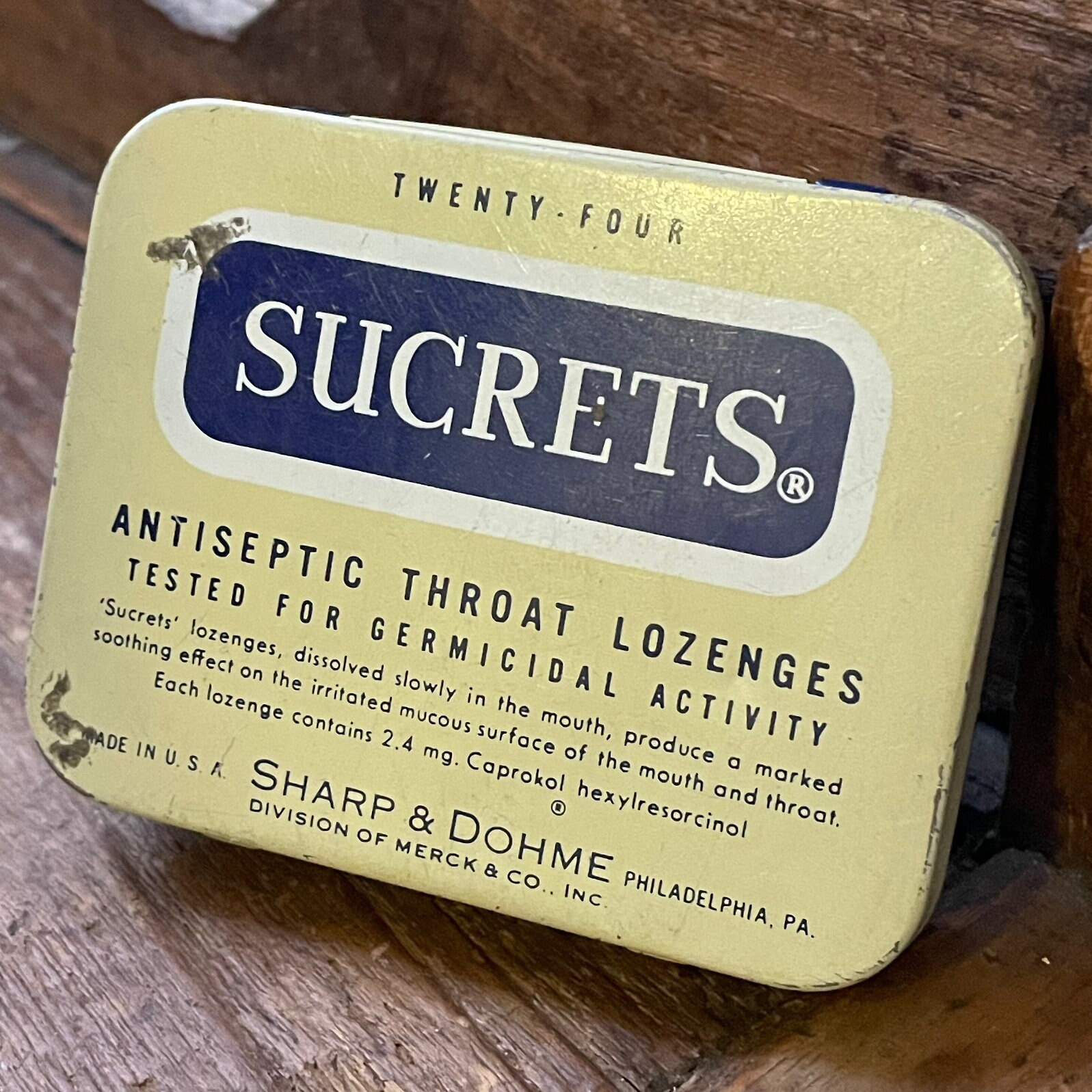 Vintage Sucrets Antiseptic Throat Lozenge Metal Hinged Tin Medicinal ...