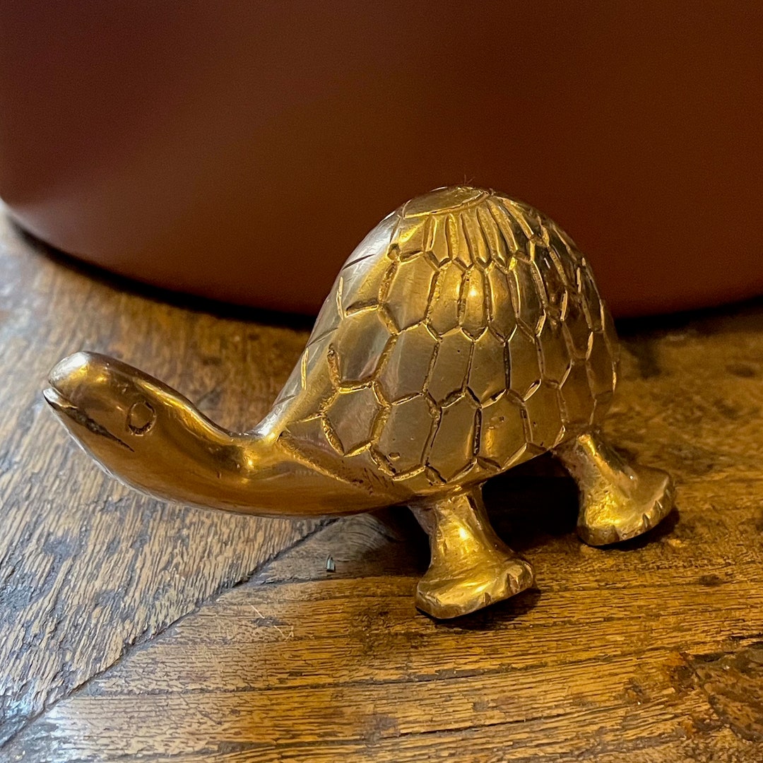 Vintage Brass Turtle Figurine Animal Retro Tortoise Paperweight Nature ...
