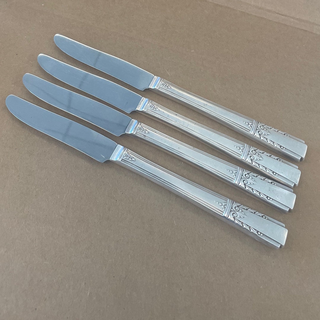 Set of FOUR 4 Lady Drake Hollow Handle Dinner Knives Wm A Rogers ...