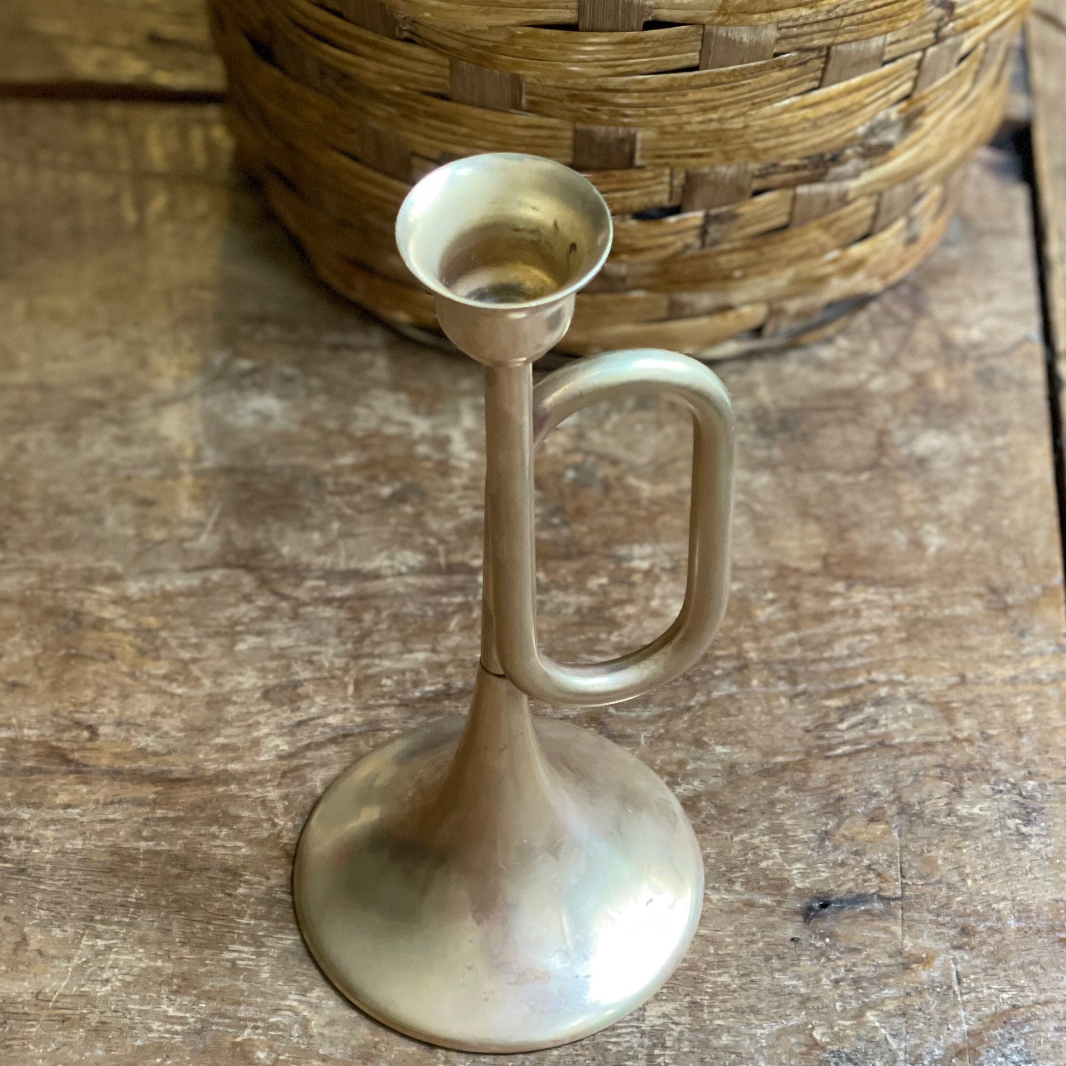 Vintage Silvestri Brass Horn Bugle Shaped Taper Candlestick With ...