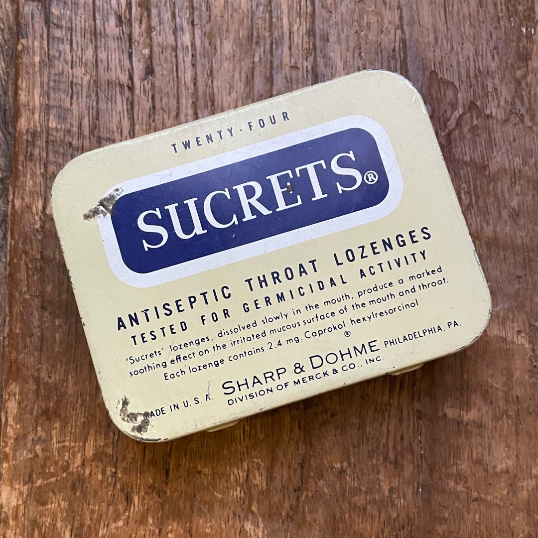 Vintage Sucrets Antiseptic Throat Lozenge Metal Hinged Tin Medicinal ...