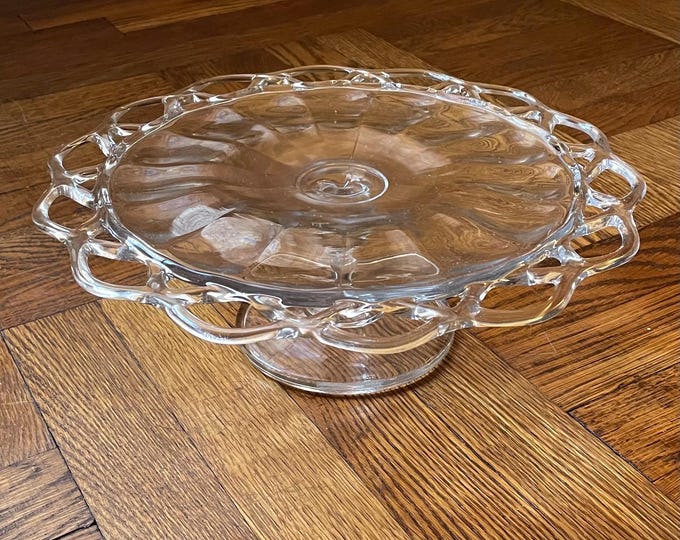 Vintage Imperial Open Lace Edge Pedestal Cake Dessert Stand 12 1/4 ...