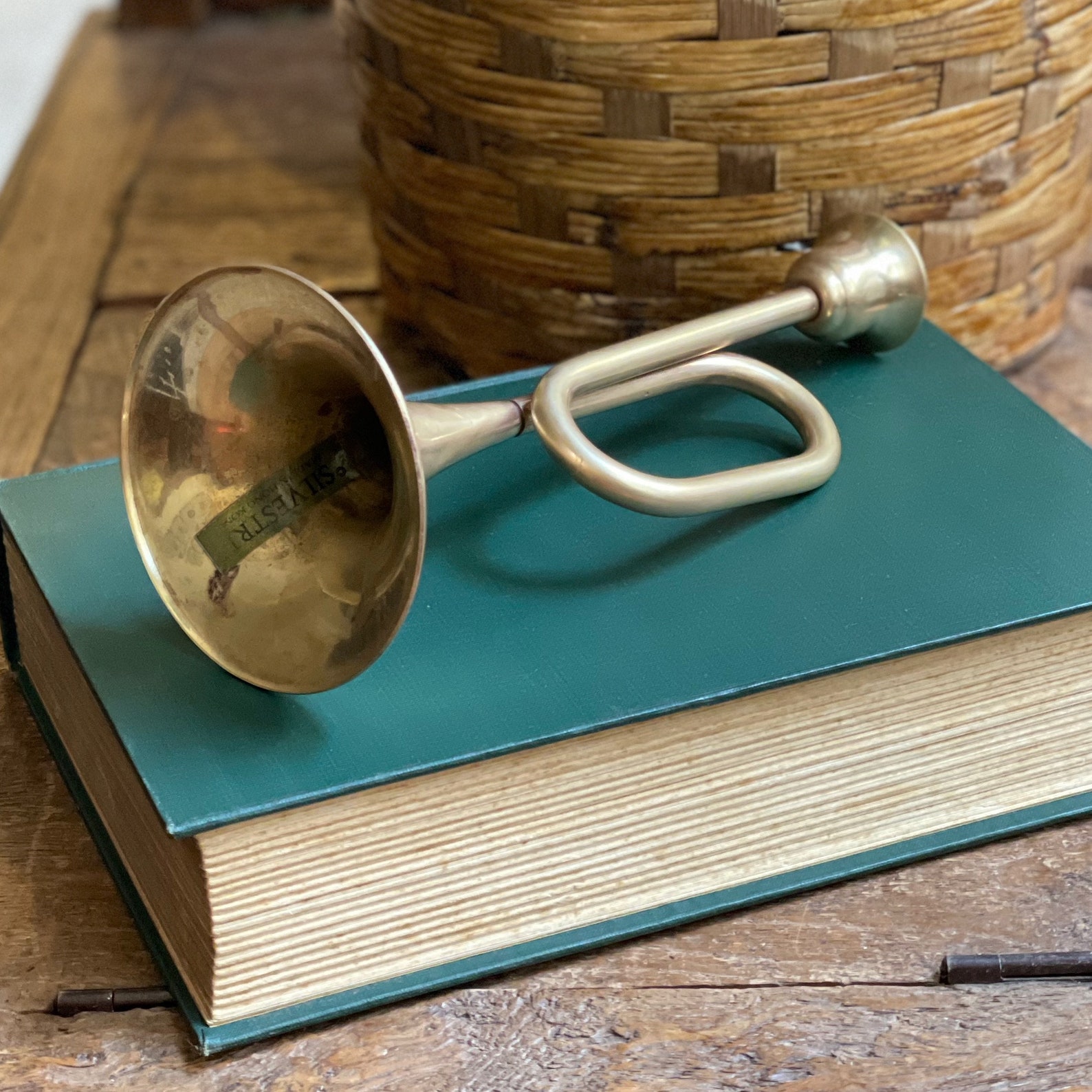 Vintage Silvestri Brass Horn Bugle Shaped Taper Candlestick With ...