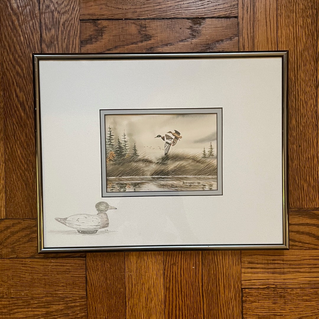 1989 David Bartholet Signed Framed Flying Mallards Vintage Art Wildlife ...