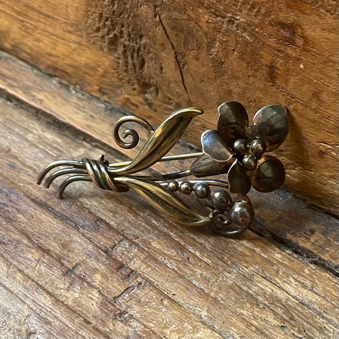 Vintage 1/20 12k Gold Filled on Silver Flower Bouquet Pin Brooch - Etsy