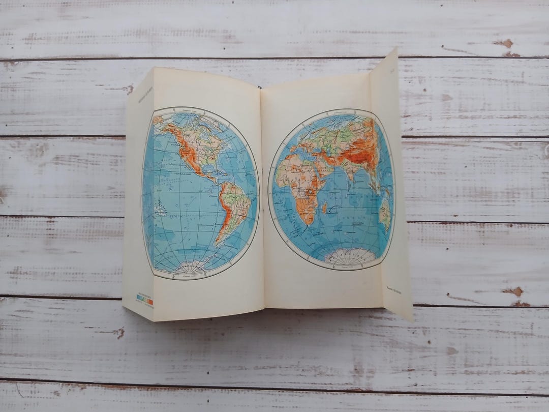 70s Vintage Atlas of the World - Old Soviet World Map Europe, America ...