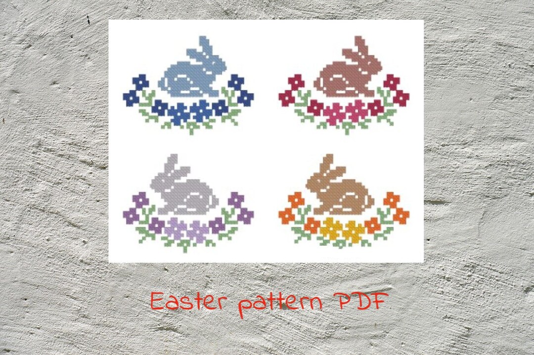 Easter Bunny Cross Stitch Pattern PDF - Easter Embroidery PDF - Cross Stitch Chart - Printable ...