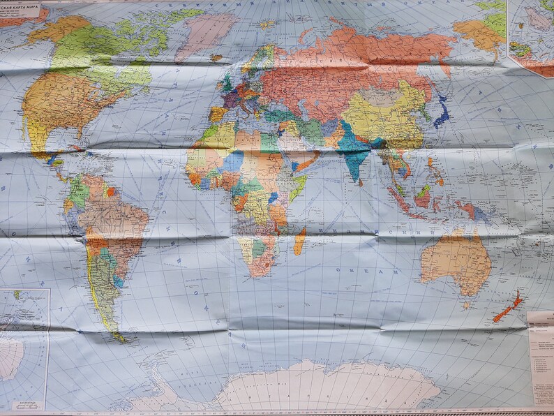 80s Vintage Political Map of the World Vintage Maps of the - Etsy Norway