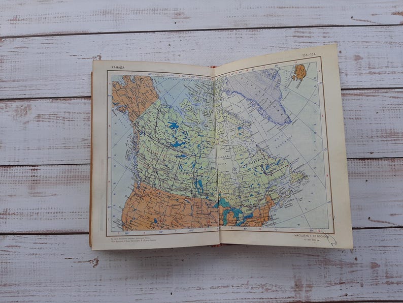 Vintage Atlas of the World - Old Soviet World Map Europe, America ...